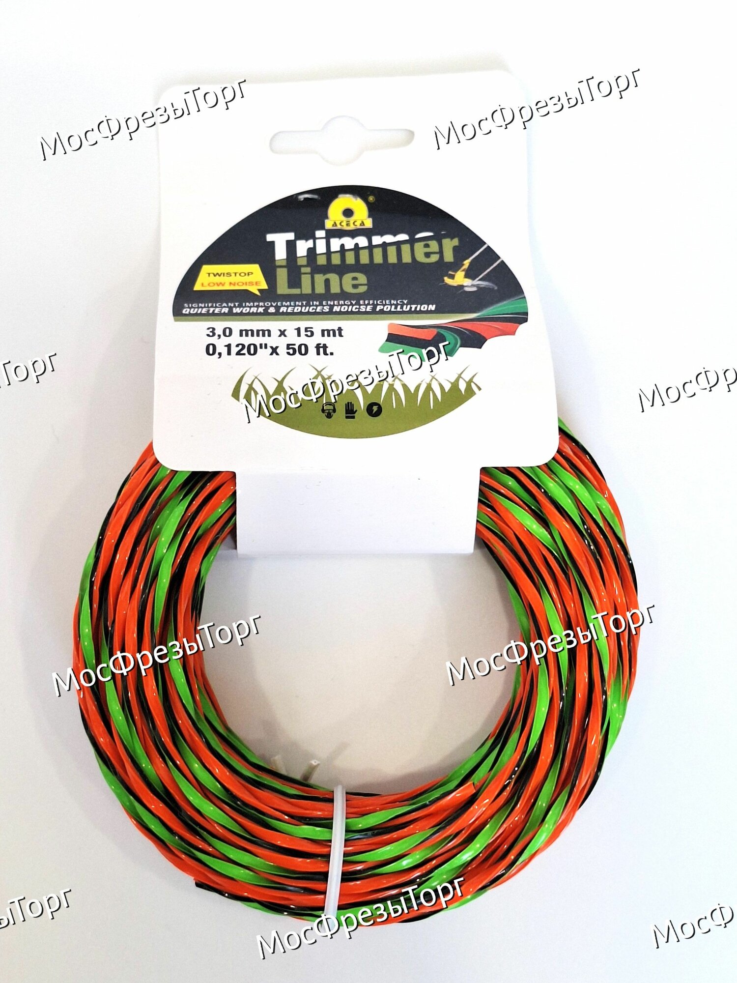 Леска для триммера 3.0 мм х 15 м сечение витой квадрат Trimmer Line