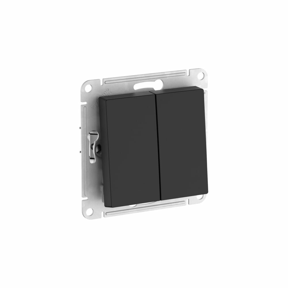 Механизм 2-клавишного переключателя Systeme Electric ATLASDESIGN сх.6/2, 10 АХ, быстрозажимная клемма, карбон ATN001065S