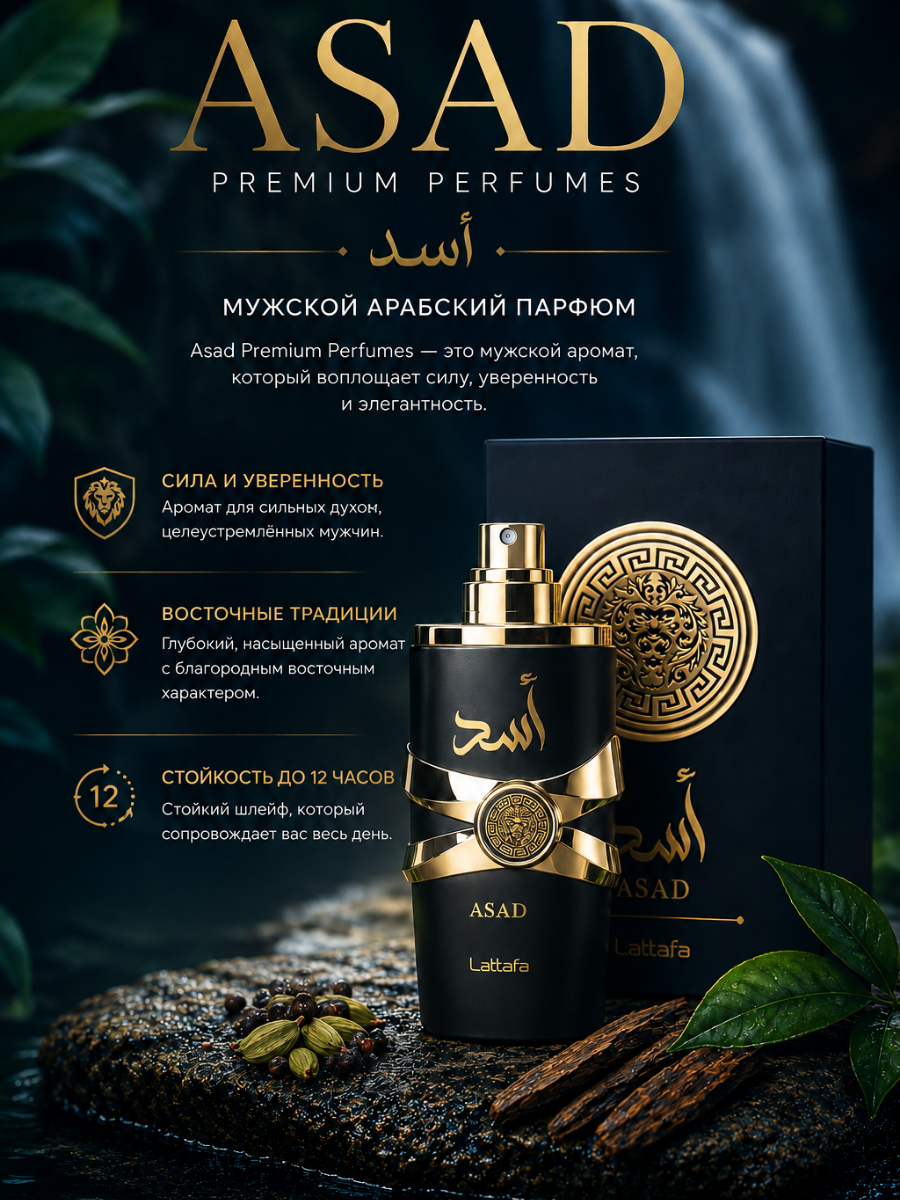 Арабские духи мужские Asad Perfumes Асад 100 мл парфюм для мужчины подарок