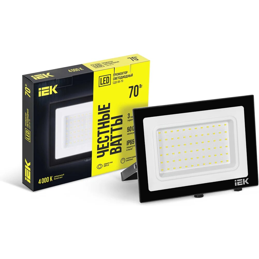 Прожектор IEK LED СДО 06-70 IP65 4000К черный LPDO601-070-40-K02
