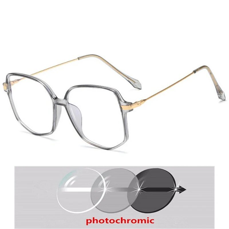 Женские фотохромные очки Gray Frame Gray, Custom Prescription