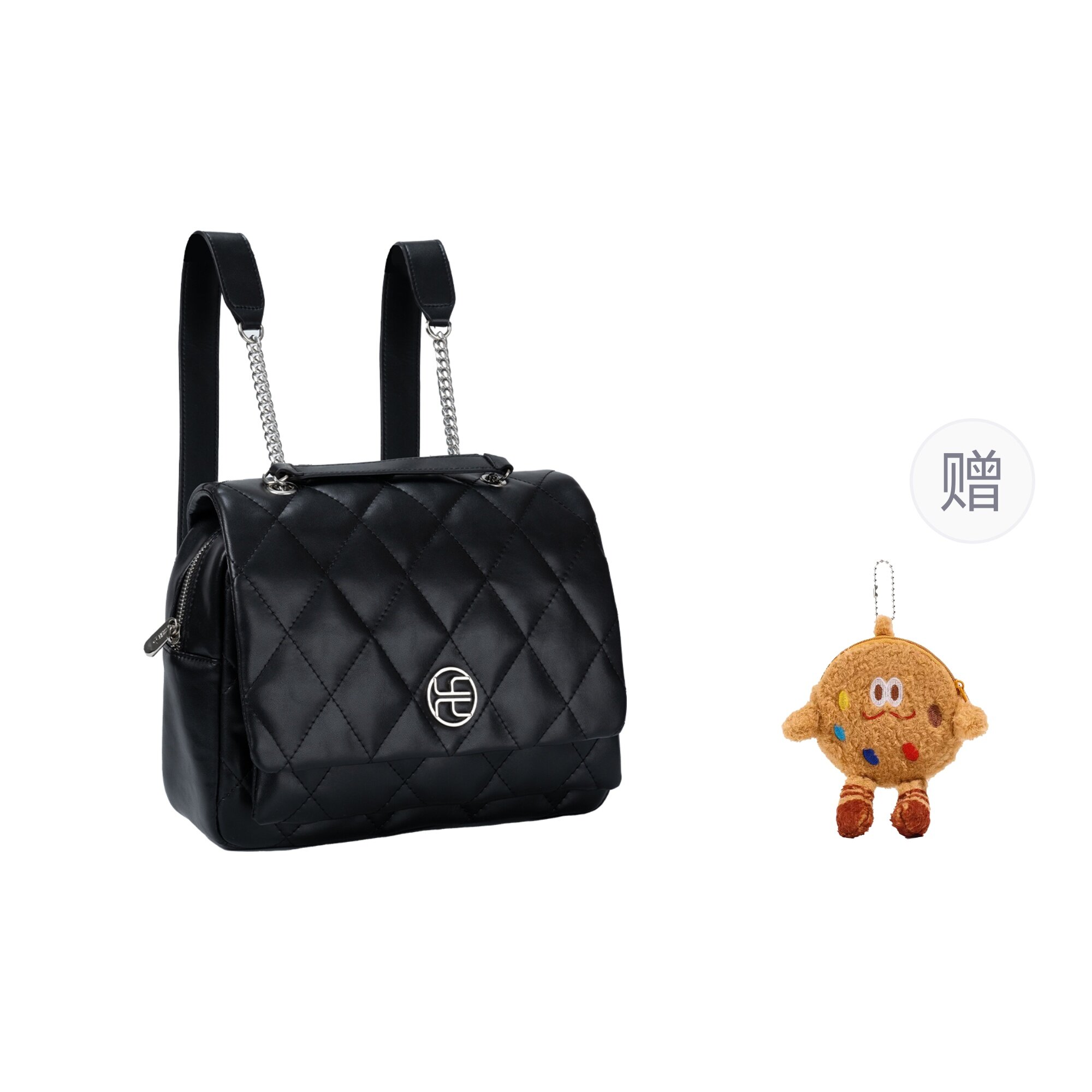 Рюкзак женский HE BAO BAO из синтетической кожи Microfiber, черно-белый
