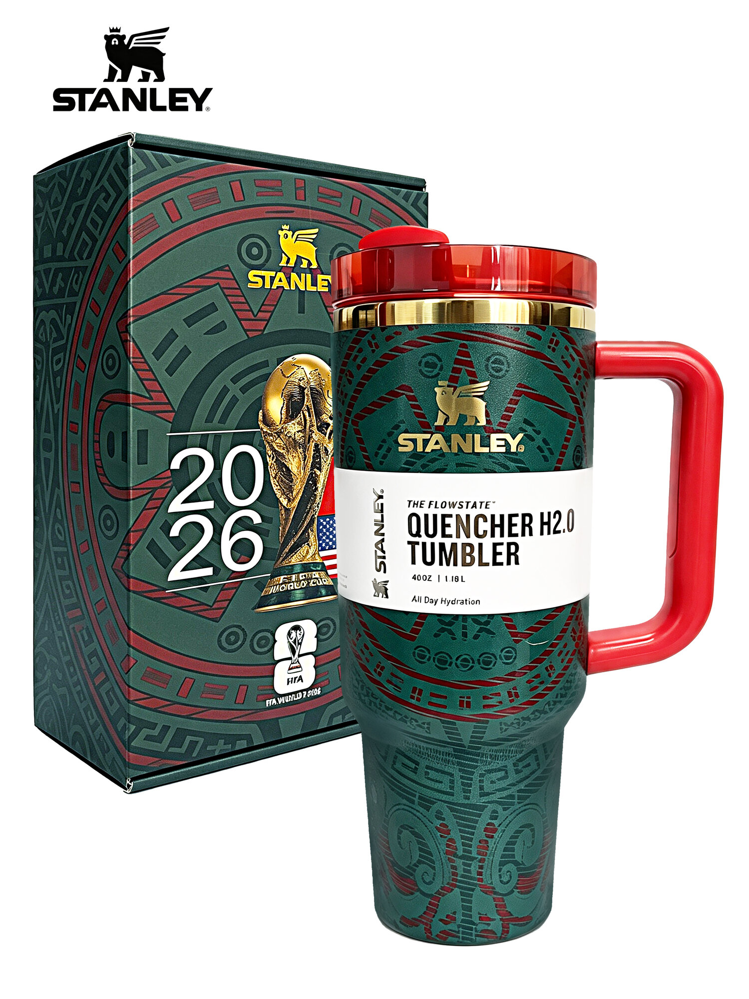 Коллекционная термокружка Stanley 1183 мл 2026 с подарочной упаковкой, подарок для футбольных фанатов