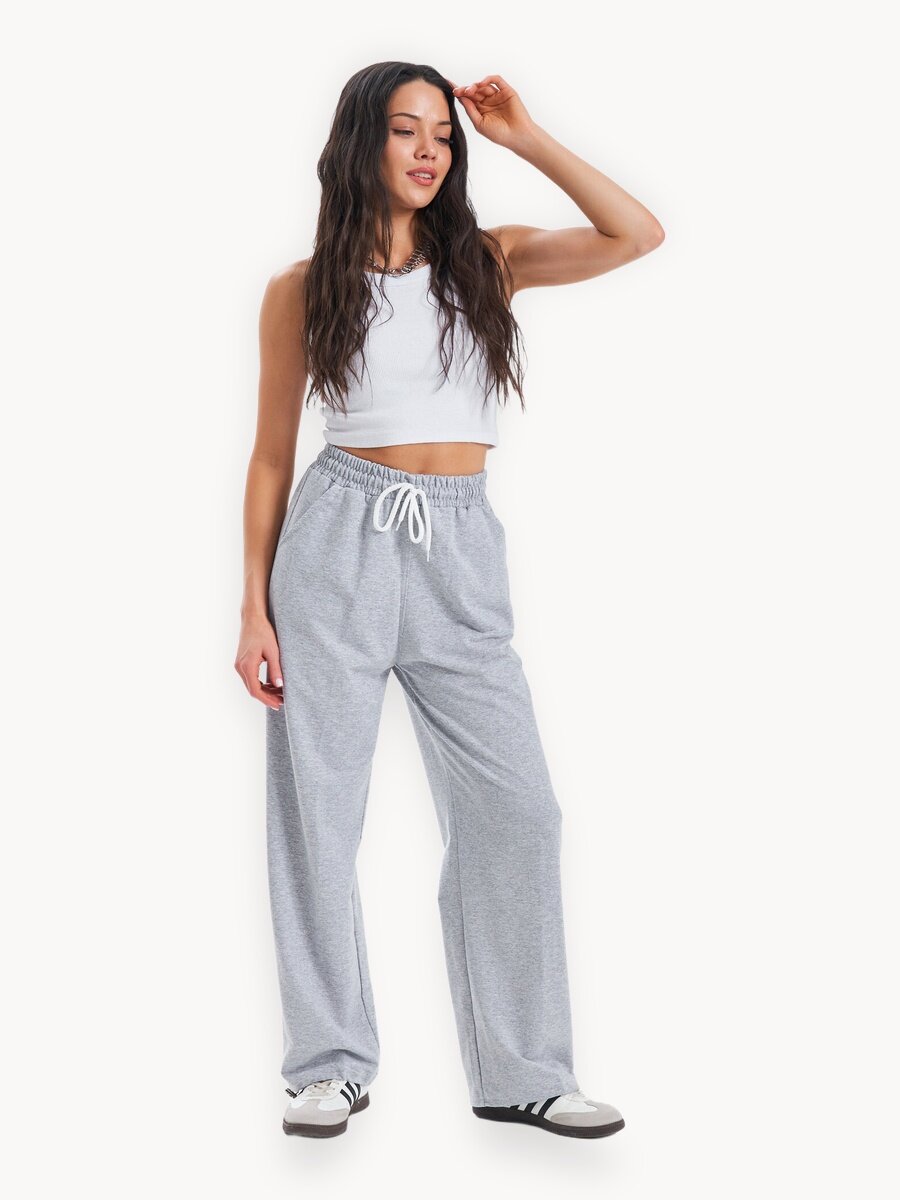 Брюки спортивные широкие штаны с утяжками