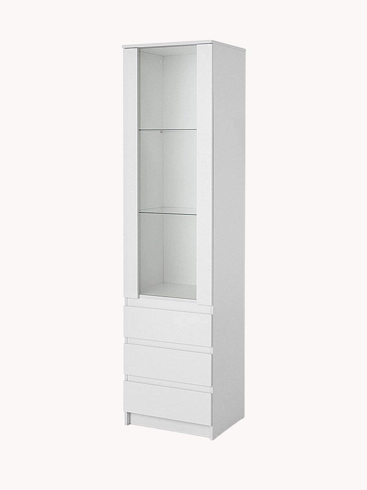 Шкаф-витрина Hoff Stern, напольный, 50,1х200,3х43,3 см, ЛДСП/стекло, цвет белый