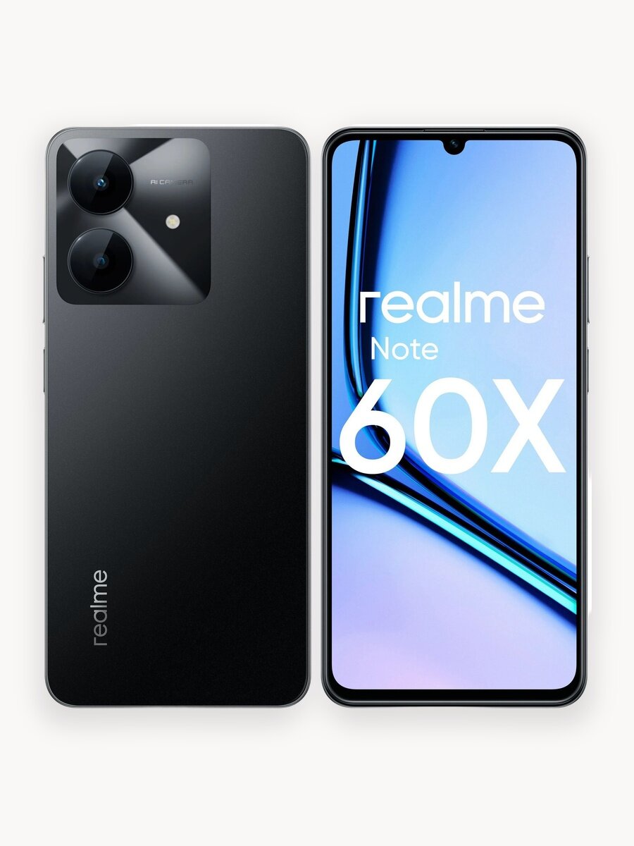 Смартфон realme Note 60x 4/128 ГБ RU, Dual nano SIM, Android 14, черный