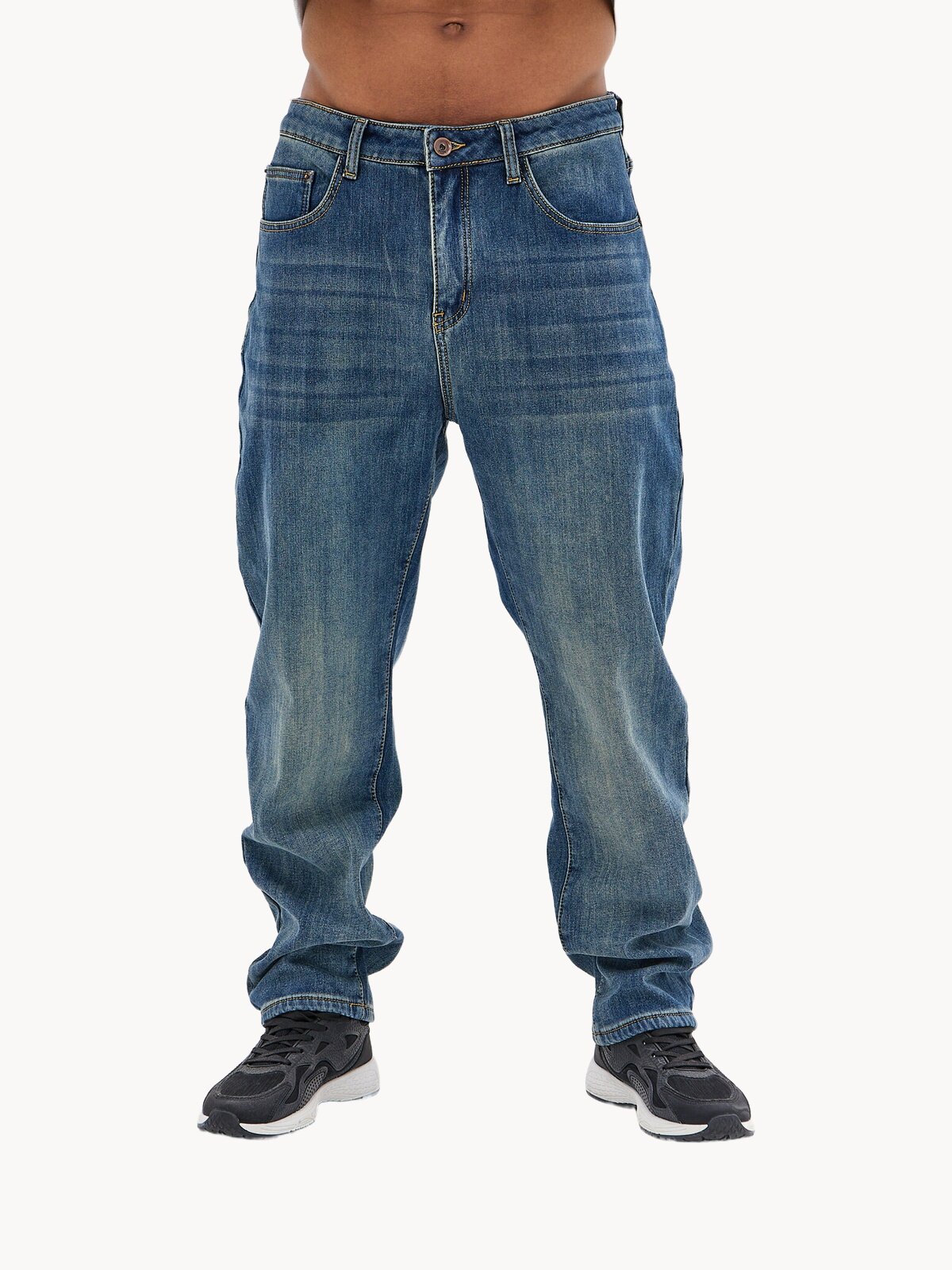 Джинсы бананы мужские, утепленные на флисе 