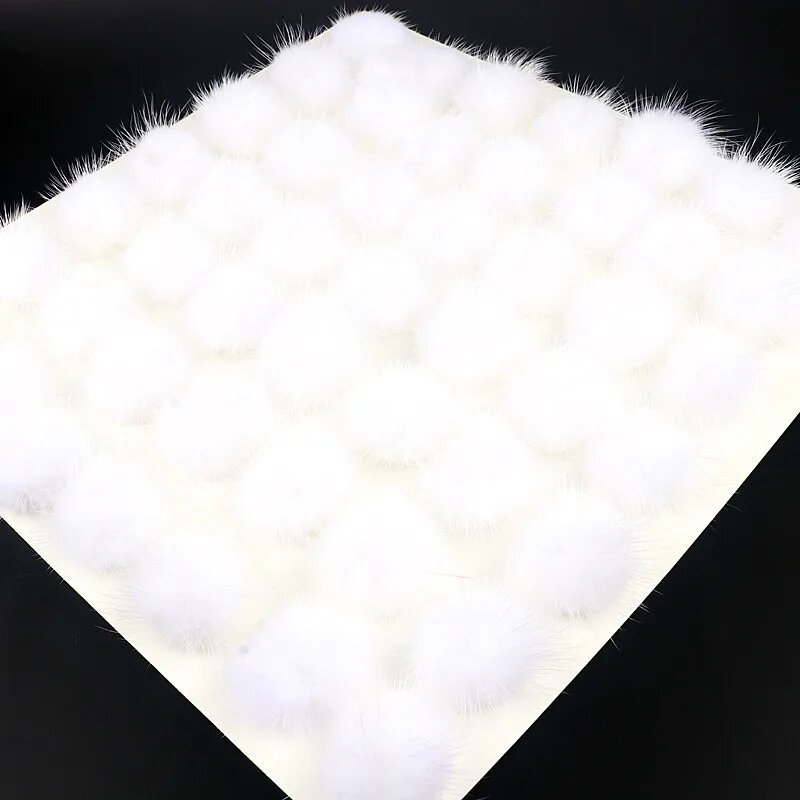 Смешанные помпоны из норки 4 см, 15/30 шт Белый, white, 4cm 30pcs