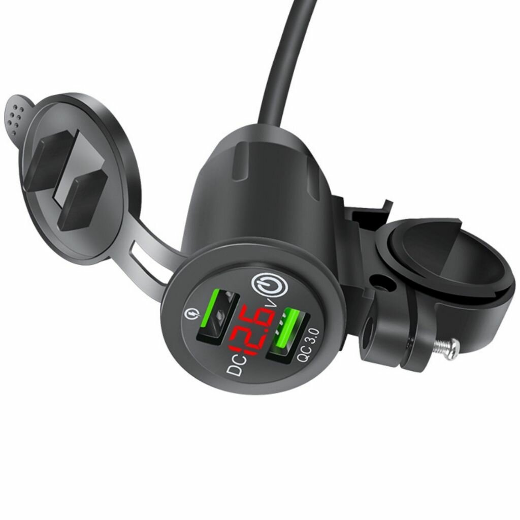 Модернизированное зарядное устройство для телефона на мотоцикле, водонепроницаемый двойной USB-порт QC3.0, зарядный адаптер с сенсорными переключателями и дисплеем напряжения