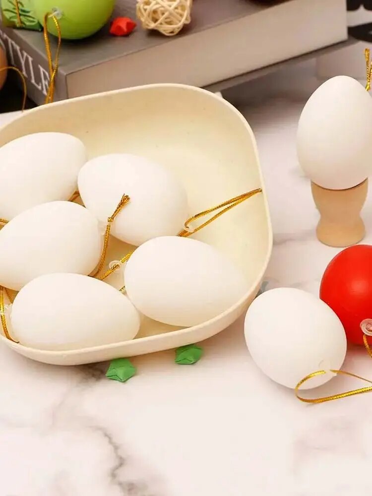Белые пластиковые пасхальные яйца KUKUZHU, 10 шт.