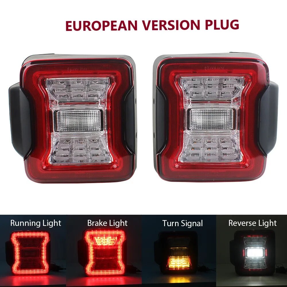 Автомобильный светодиодный задний фонарь в сборе, 2 шт, для Jeep Wrangler JK/ JL EUROPEAN VERSION