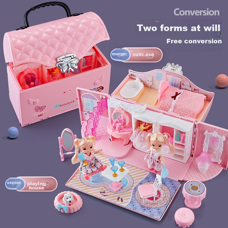 Aozhi Jia Dream Dress-Up Doll Villa Bedroom Handbag, Girl Princess Doll, Pretend Play, Girl's Christmas Gift