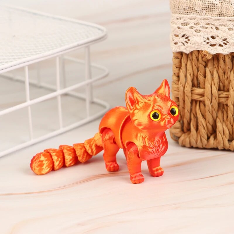 Оранжевый котенок-фигурка, 3D печать, A9