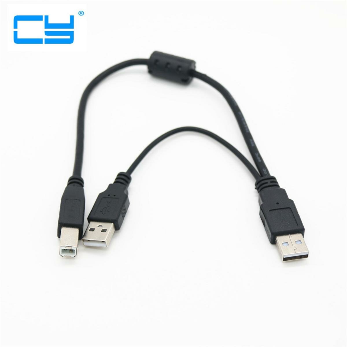 USB 2.0 A Male to B Male AM-BM с Y-образным кабелем питания, двойной двойной USB A на одинарный принтерный USB B для пор