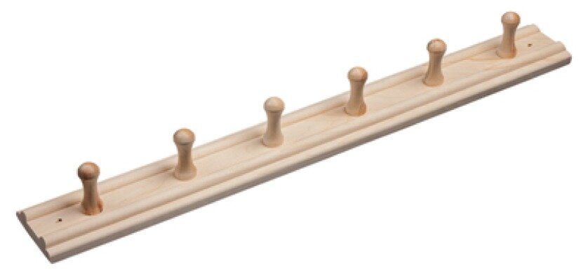 Вешалка для бани Банные штучки настенная, из древесины липы, бежевая, 6 крючков, 60х7х8.5см / аксессуары для сауны