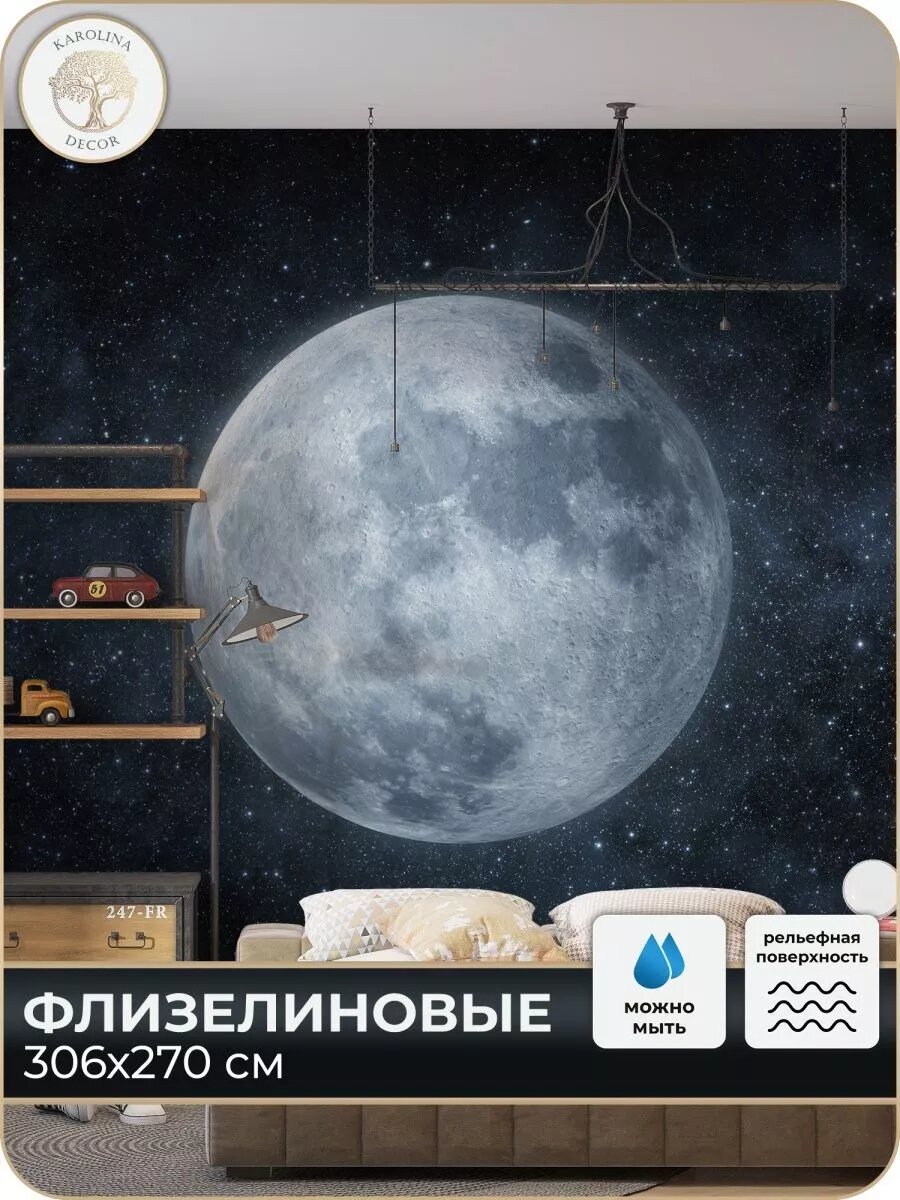 Фотообои Луна для зала в детскую в спальню на кухню 300х270