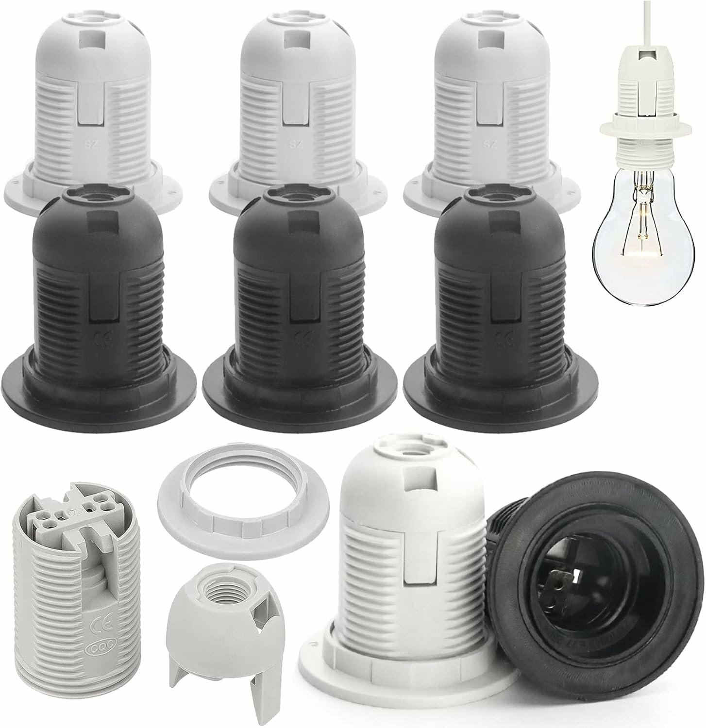 8 резьбовых держателей ламп накаливания (E27, резьбовые кольца с различными лампами накаливания с резьбой e27)