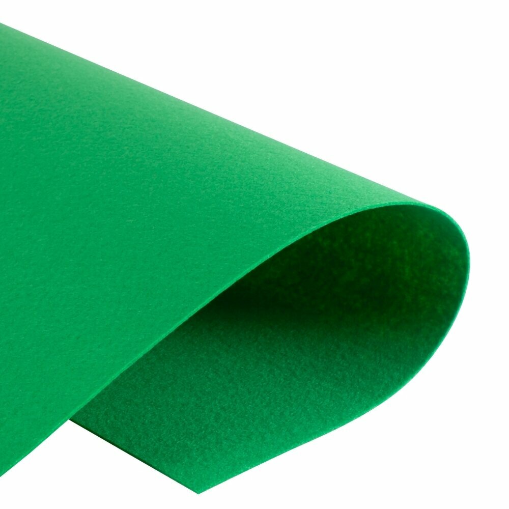 Фетр жесткий листовой/ фетр декоративный для рукоделия, толщина 1 мм, размер 20х30см, 10 шт, цвет зеленый