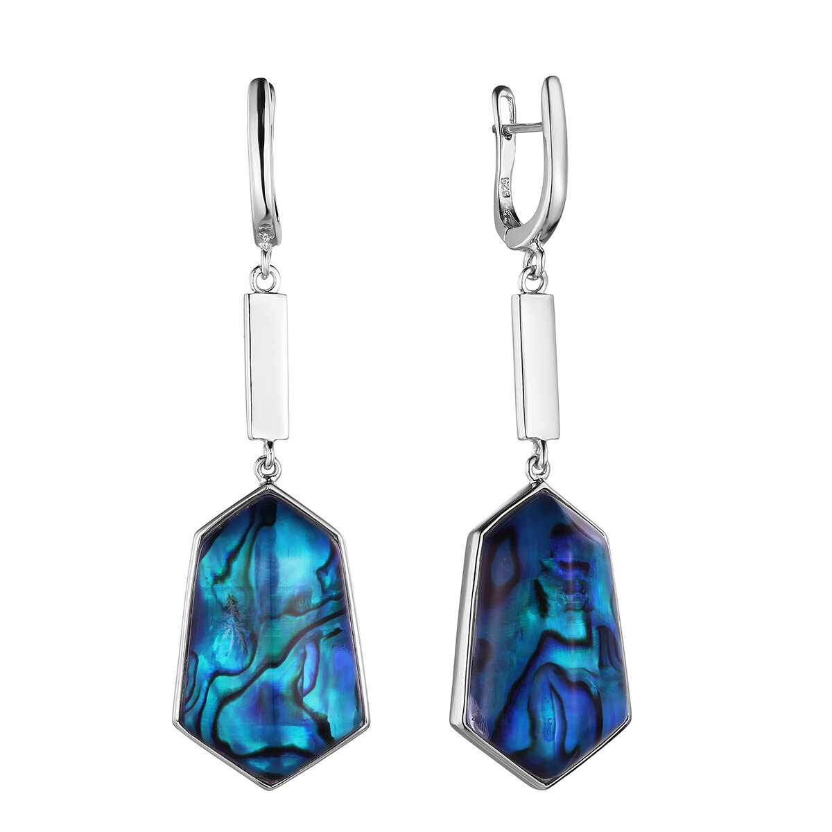 Серьги с подвесками, серебро, 925 проба, родирование, перламутр