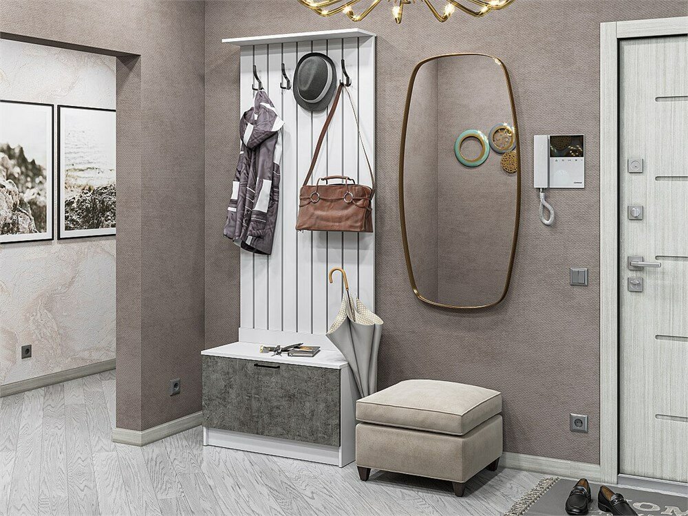 VVT Прихожая Стиль-01, каркас ЛДСП Белый, фасад ЛДСП Temple Stone 2S, 2070*800*380 Temple Stone 2S