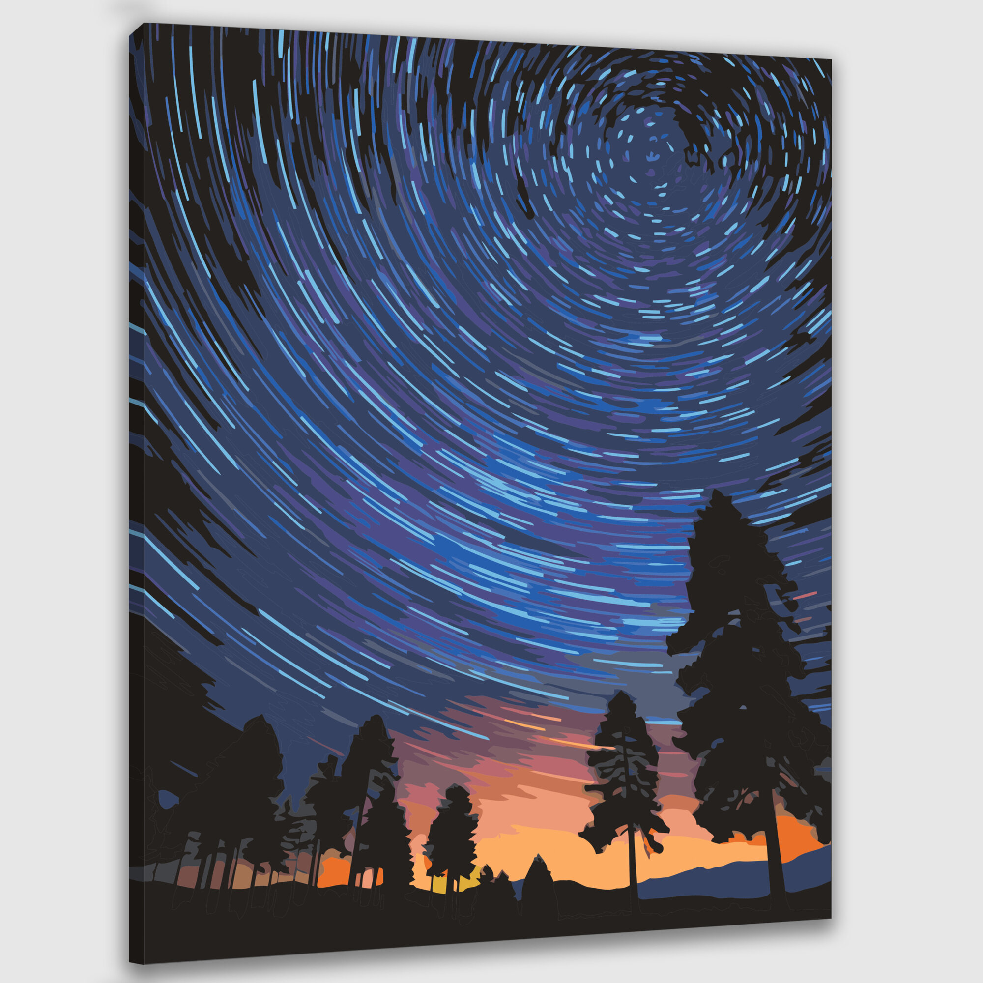 Картина по номерам 40x50 см, звезды, ночное небо, созвездия, цвета, космос, панорамный вид, цифровое искусство, чудо