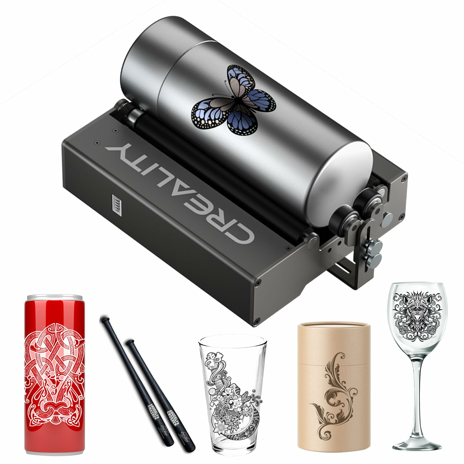 Лазерный гравер Reality 360 с поворотным модулем по оси Y для гравировки объектов с криволинейной поверхностью цилиндрической формы диаметром от 5 мм до 120 мм