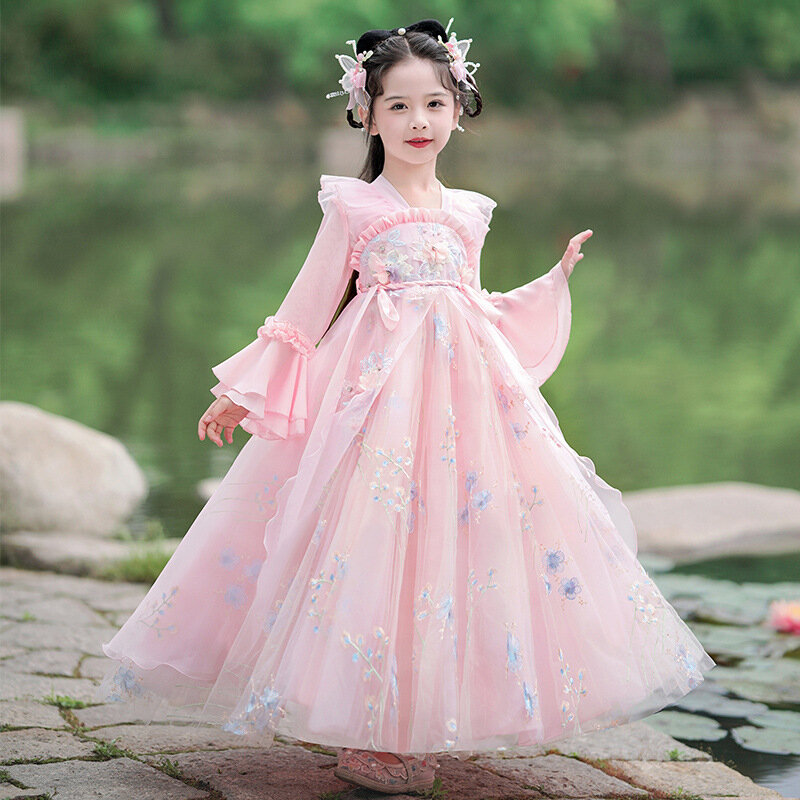 Костюм детский "Весенняя одежда", в стиле Ханфу, 093 цвет, с длинным рукавом