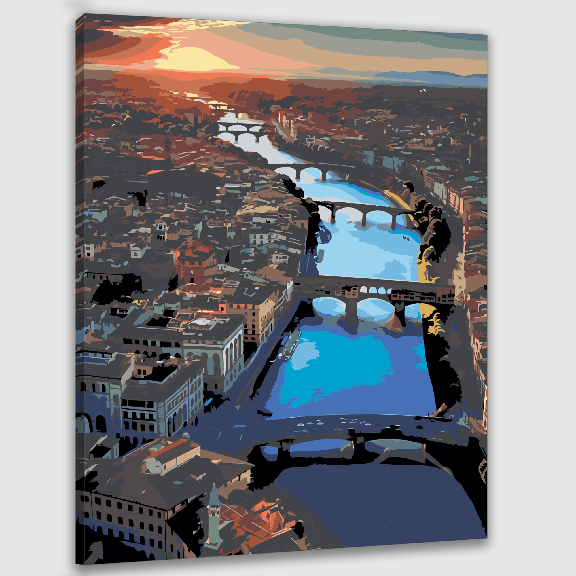 Картина по номерам 40x50 см, Флоренция, Италия, аэрофотосъемка, город, достопримечательности, исторические здания