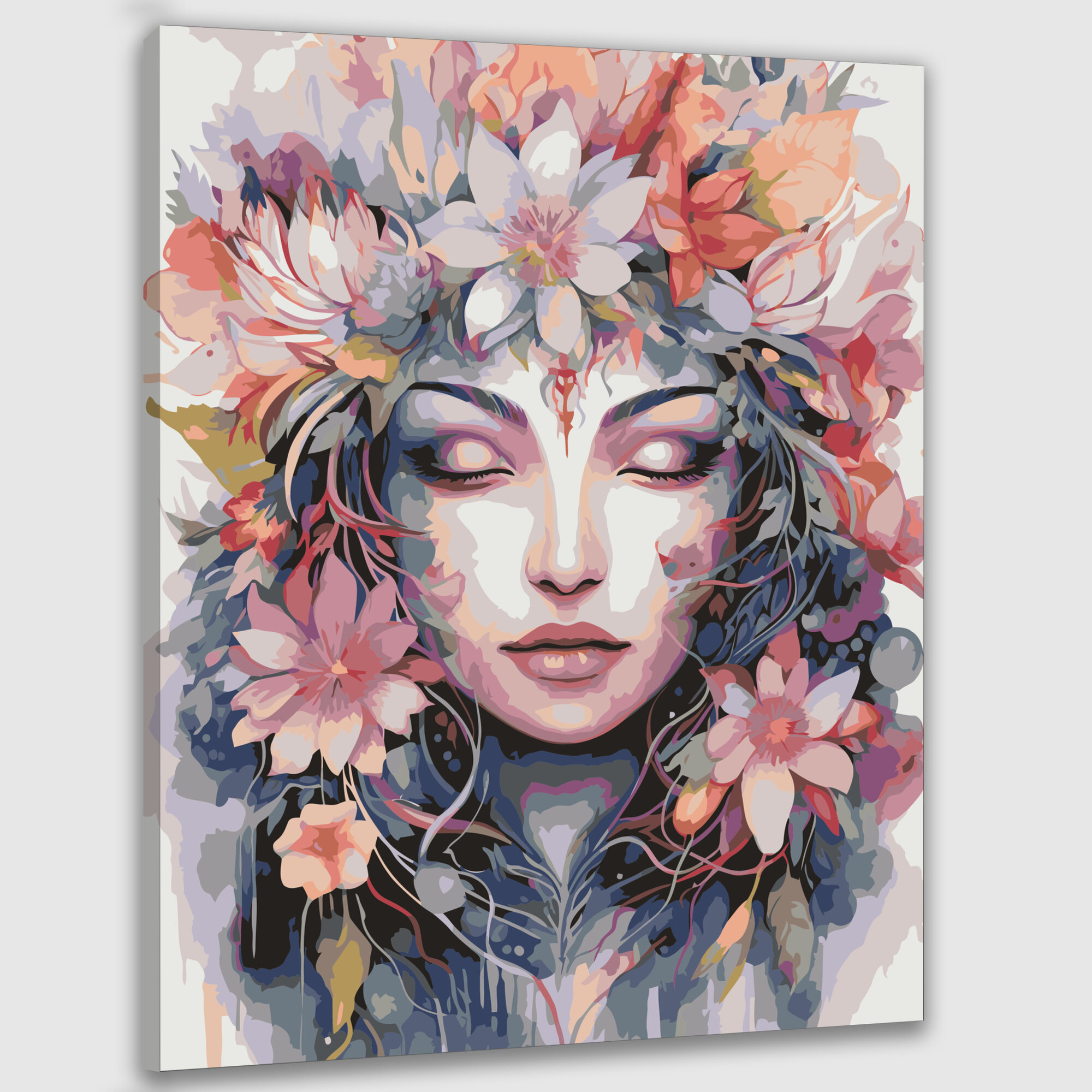 Картина по номерам 40x50 см, акварельная иллюстрация, шаманская магия, неземная красота цветов, мистический шаман