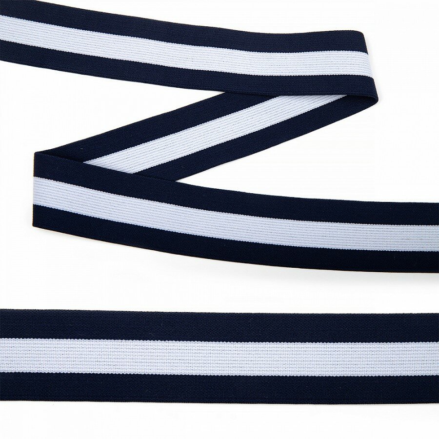 Резинка TBY тканая мягкая Полоска шир.40мм ET.4014 цв. синий/белый уп.3+-0,5м