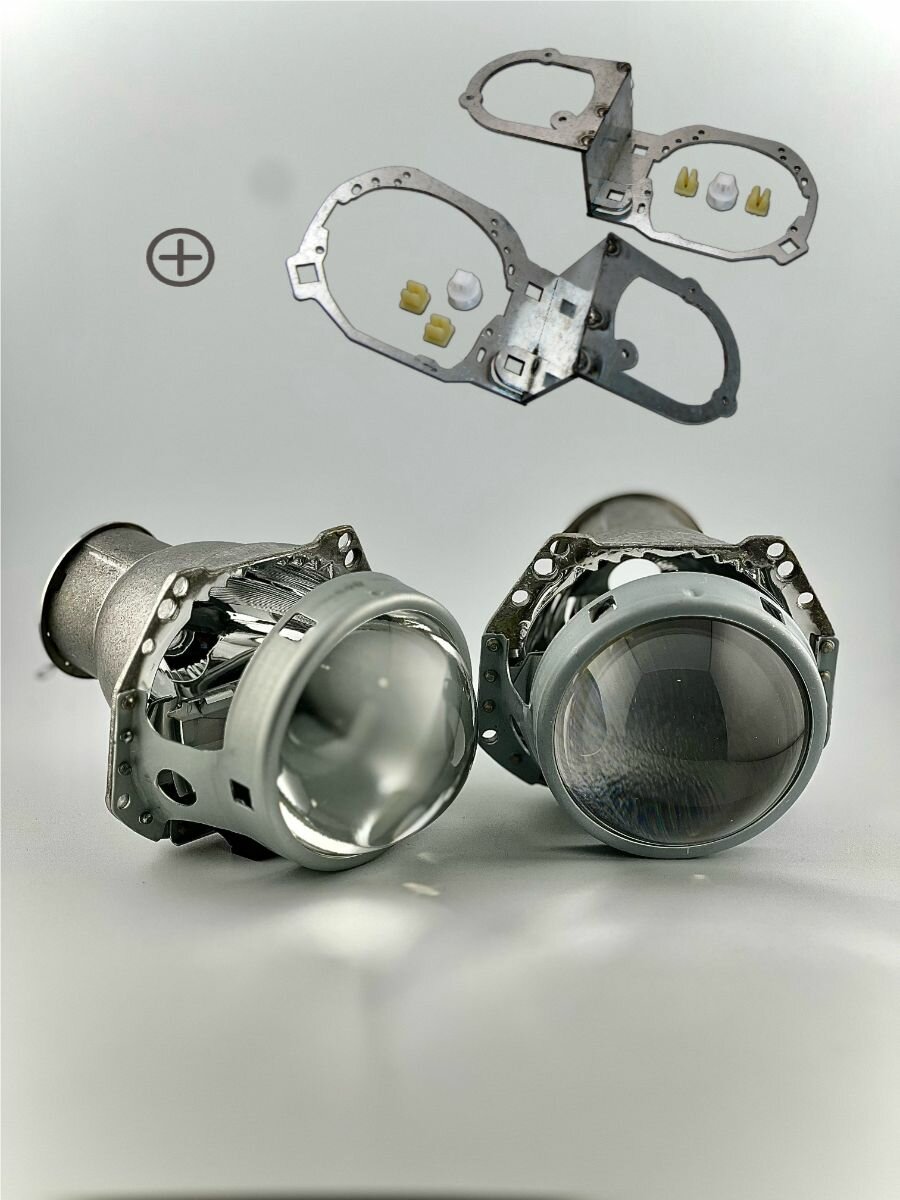 Би-галоген (лед/ксенон) линзы для Hyundai Santa Fe II (2005 - 2012 г. в.) тип HELLA 3R цоколь H7/D2/D4 / ближнего и дальнего света в автомобильные фары / Би галогенные модули комплект 2шт