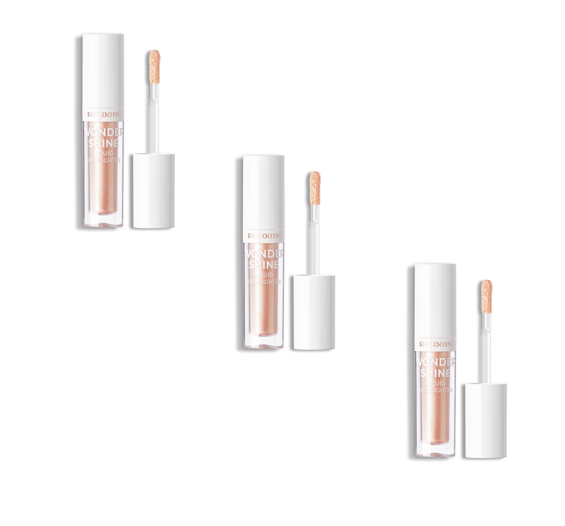 Хайлайтер жидкий Relouis Wonder Shine тон 02 prosecco бежево-розовый , 3 шт