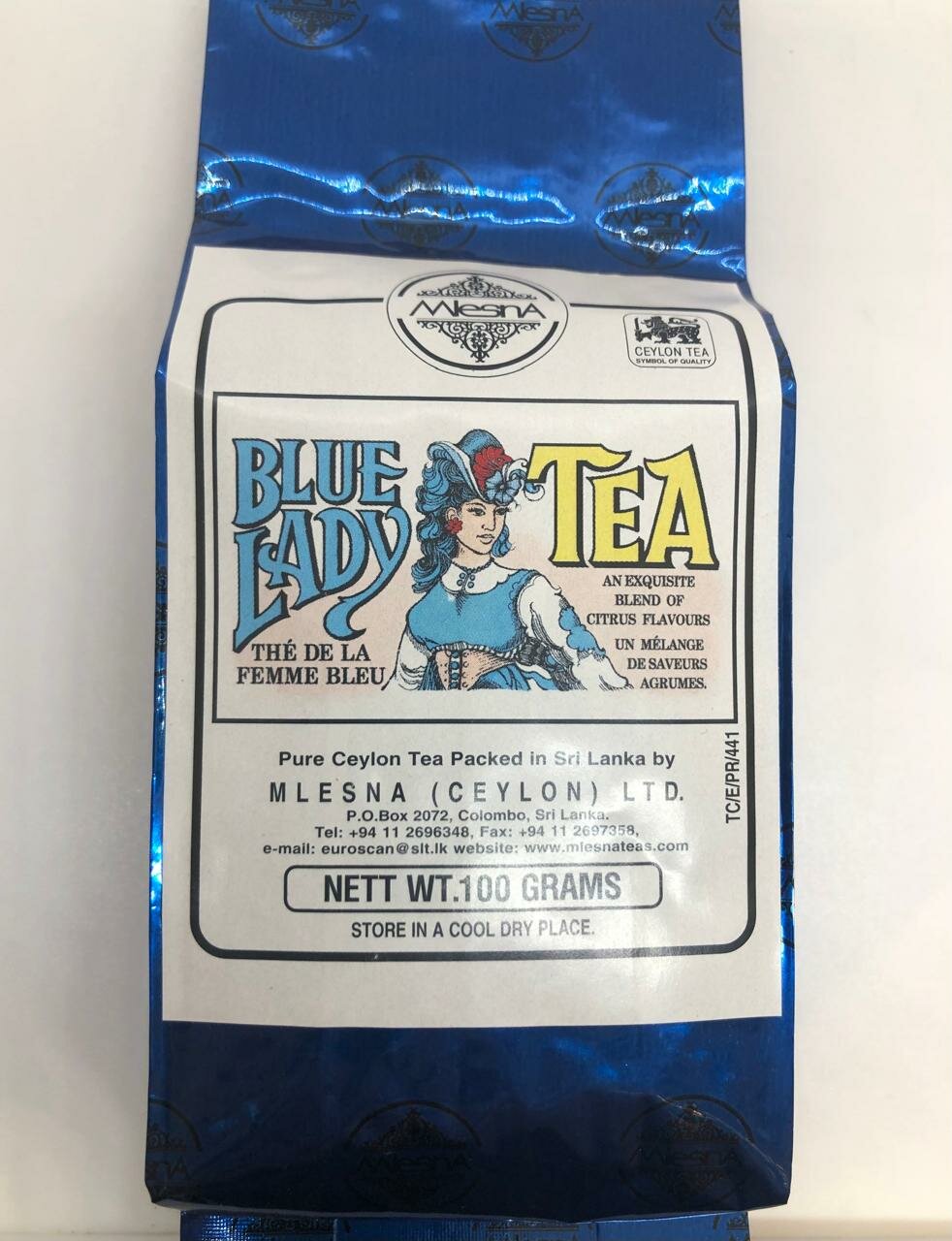 " Млесна" чай цейлонский черный листовой " Голубая леди" ( со вкусом цитрусовых ) 100 г