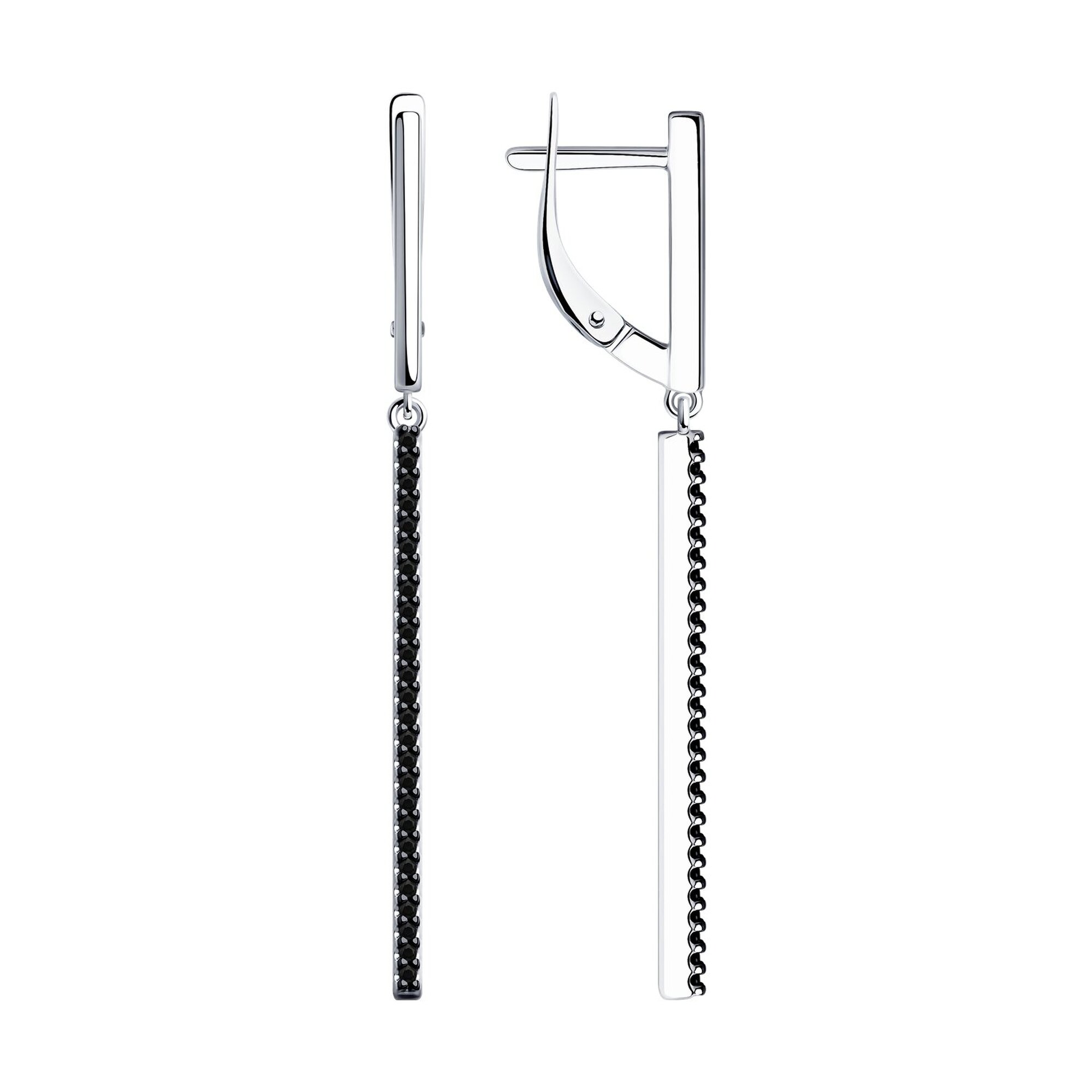 Серьги, серебро, 925 проба, родирование, фианит