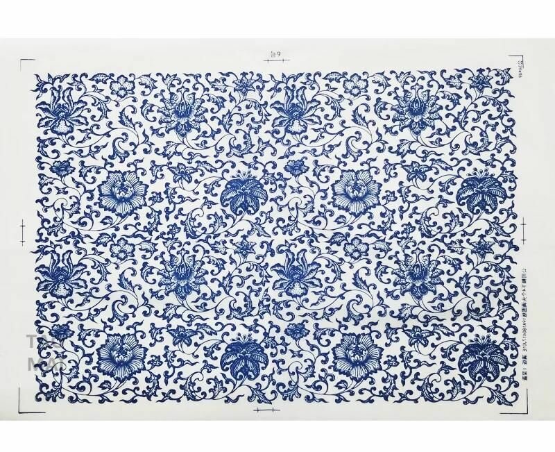 Переводная Бумага для Керамики с Синим Кобальтом, Подглазурная Печать Цветов Гжель 54x37 см,1, Ronly, белый