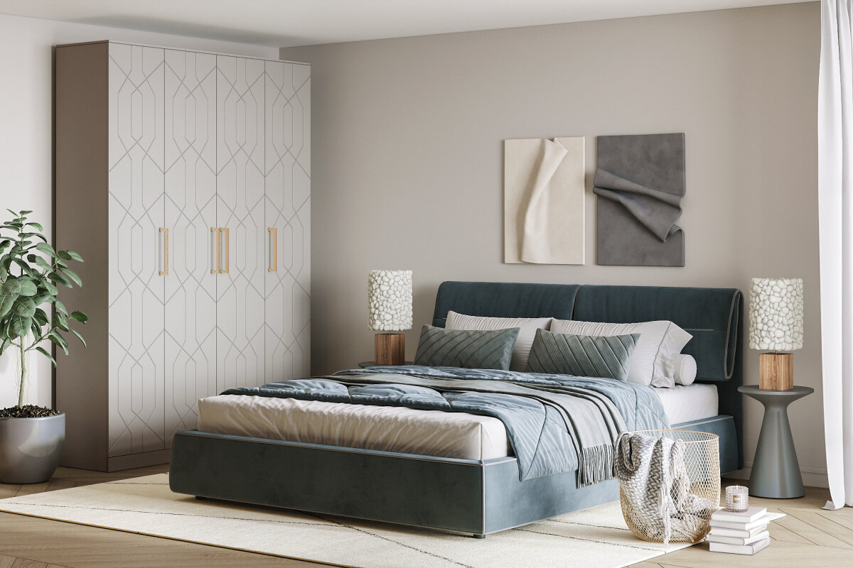 Шкаф распашной Дольче-4 МДФ Кашемир для одежды четырехдверный 160*240*50