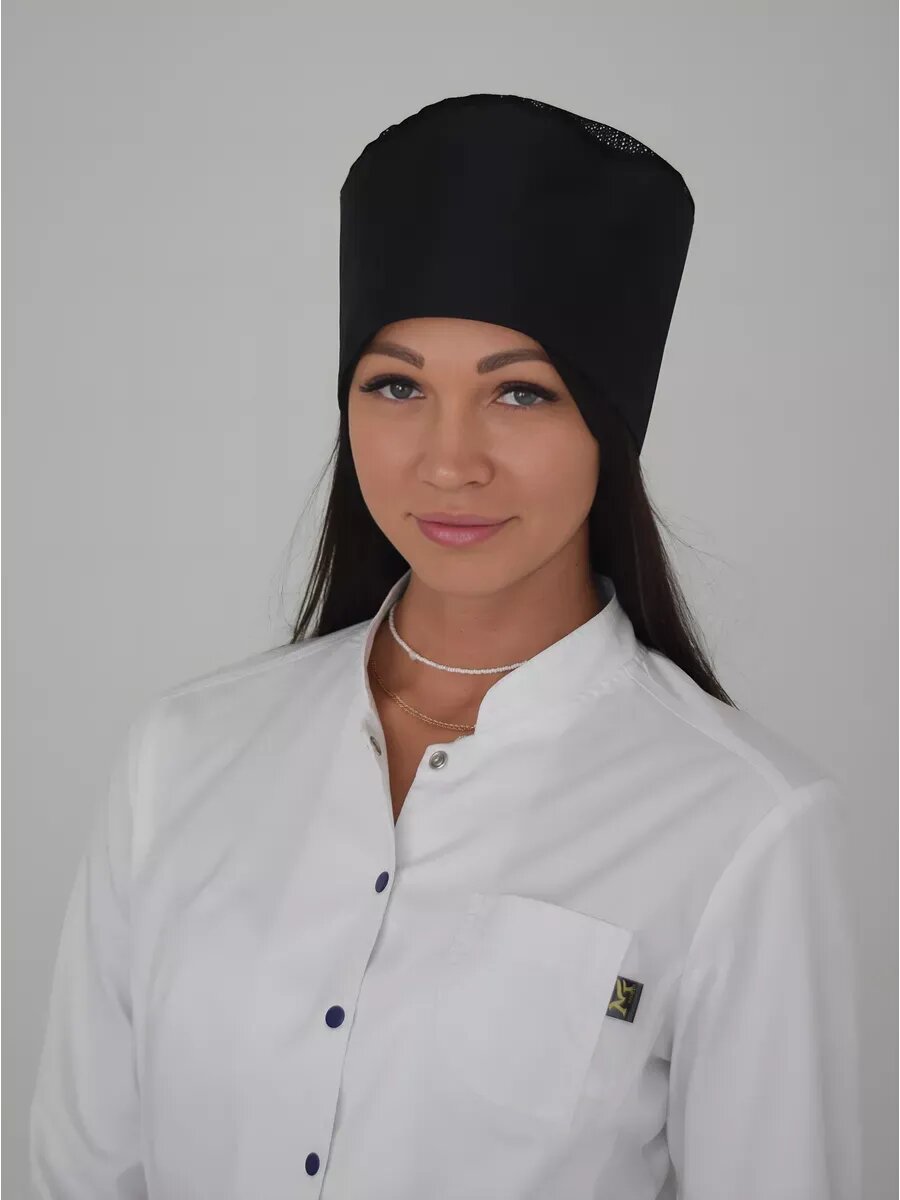 Колпак поварской чёрный с сеточкой