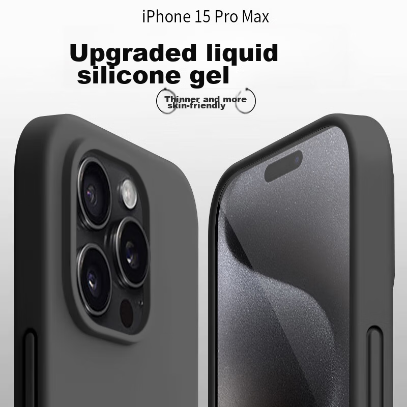 ESCASE IPhone 15 Pro Max Case, IPhone 15 Pro Max Protective Cover, Full Protection, New Upgraded Liquid Silicone, Shockproof, Ultra-Thin, Soft Case for Men And Women, Elegant Black SG-01