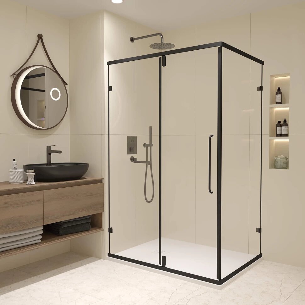 Душевой уголок RGW CL-046B Classic 350904697-14 88,5x68,5 см, профиль черный матовый, стекло прозрачное