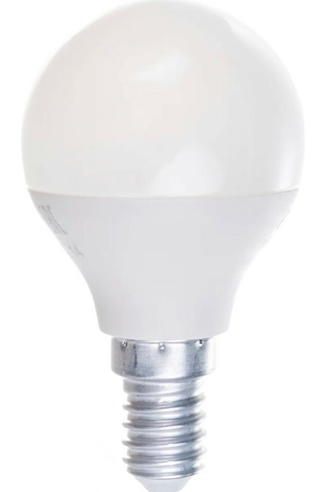 Лампа светодиод. Ecola globe LED 8.0W G45 E14 6000K шар (композит) 78x45