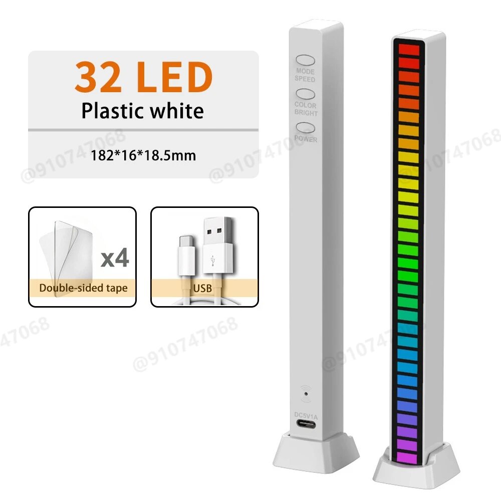 RGB LED лента со звуковым управлением XunShiNi Белый, 32 LED-White-No APP, 1 pcs (USB)