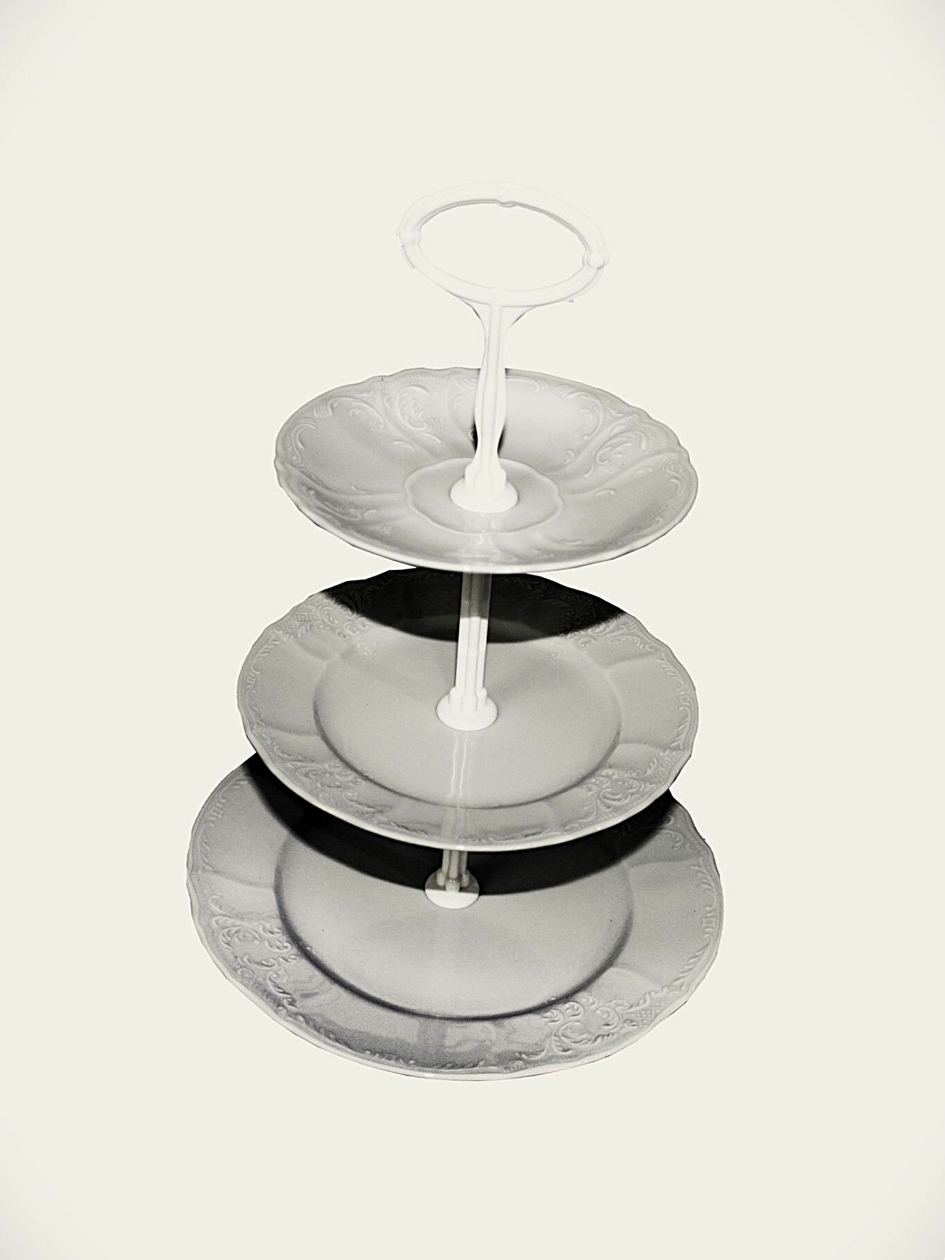 Этажерка 3-х ярусная недекорированный (белая стойка)