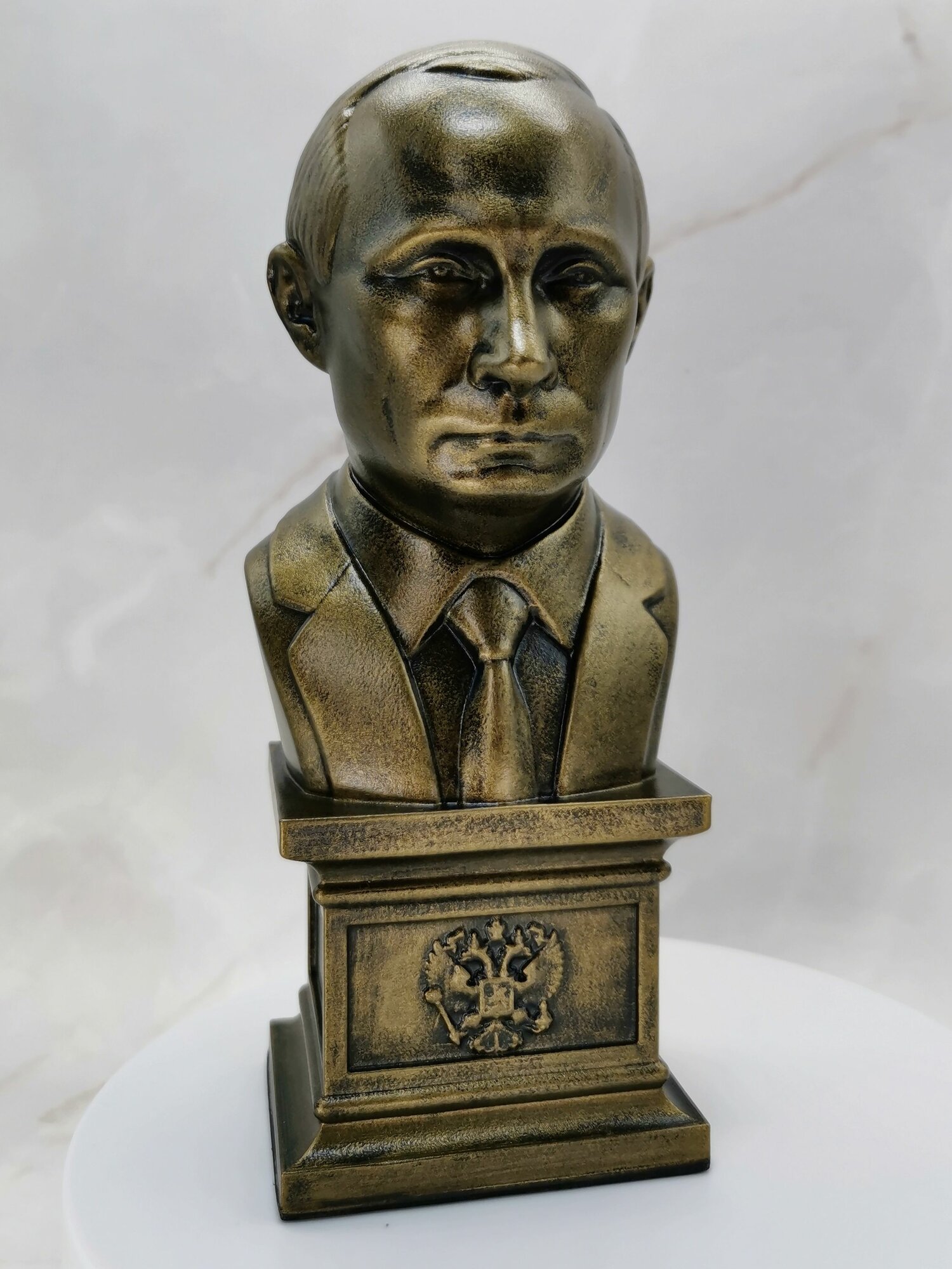 Статуэтка "Бюст Путина", 15см, полимерный материал, бронзового цвета — фото 1