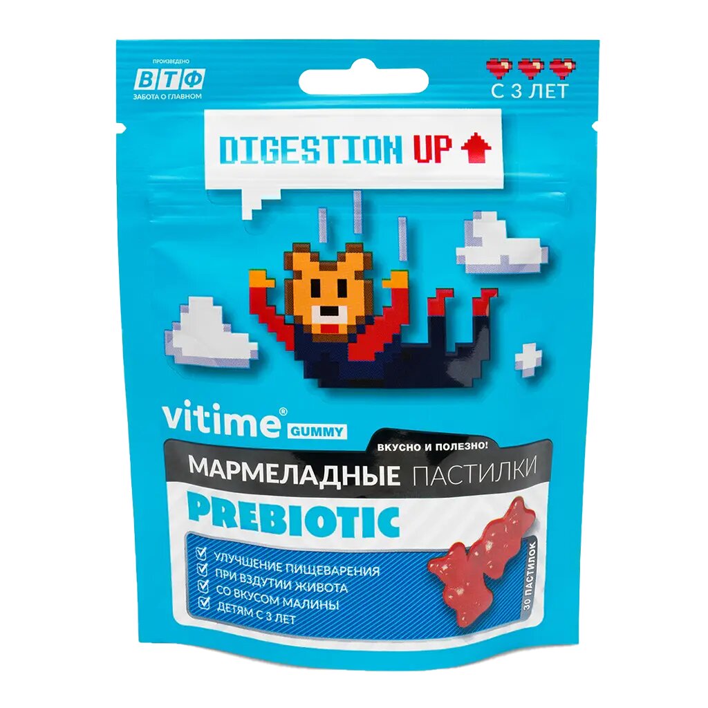 Vitime Gummy Мармеладные жевательные пастилки Пребиотик массой 2,5 г в zip-пакете 30 шт
