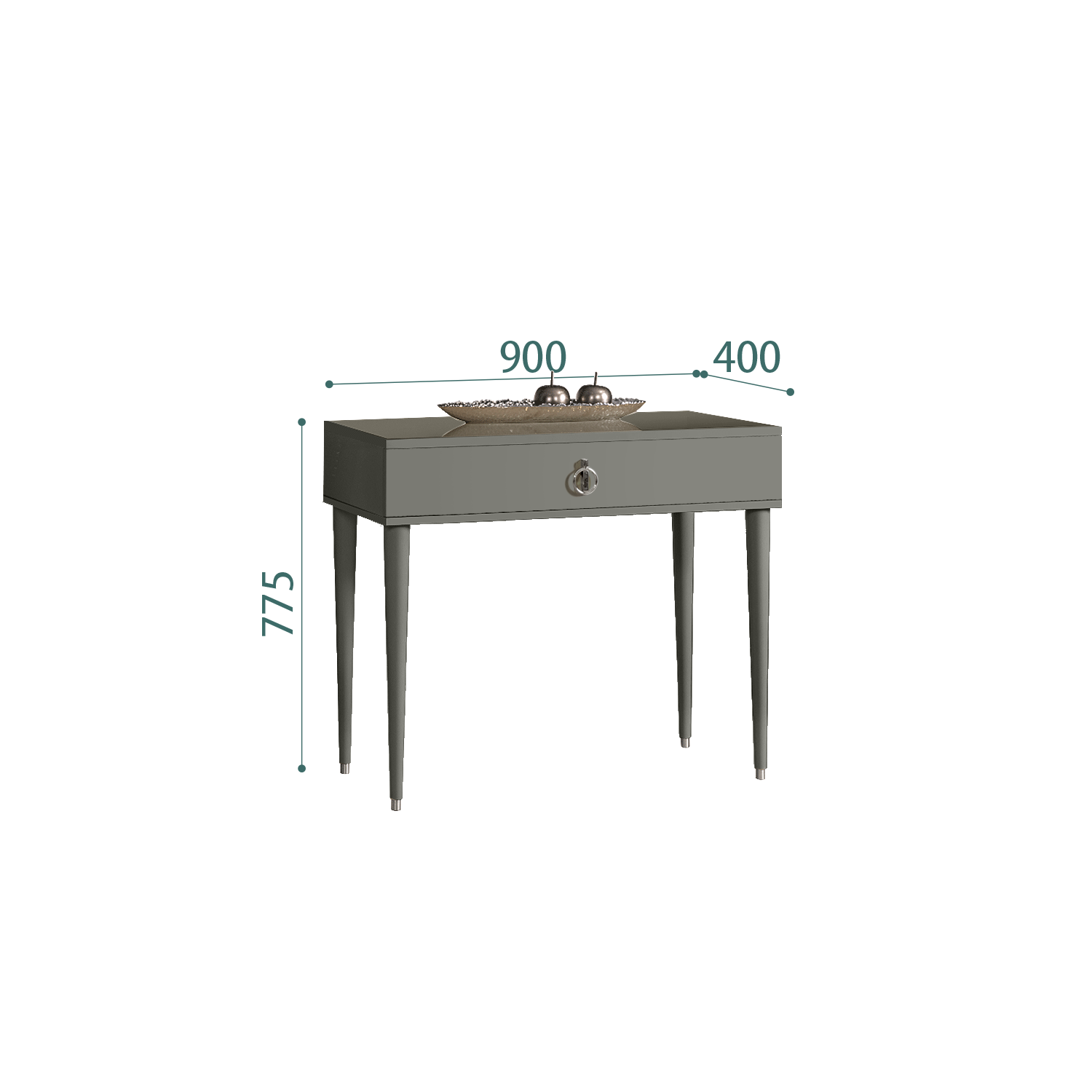 Стол туалетный узкий Rimini. Grey/серебро