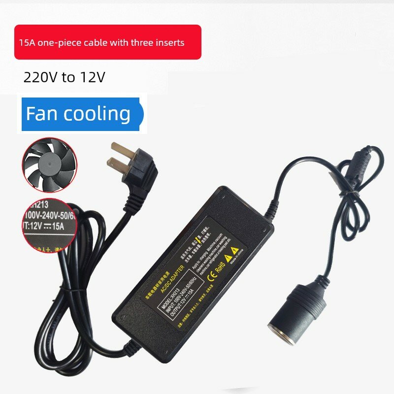 Трансформатор 220В в 12В для автомобильного пылесоса, холодильника, воздушного насоса, с переходником для бытовой
