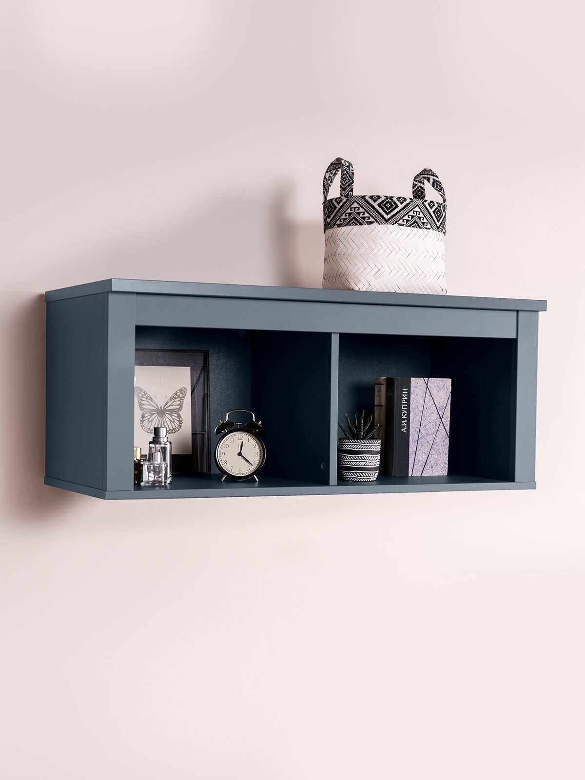 Полка ГУД лакк Сага, ЛДСП, настенная, 91х38х42 см, серо-бирюзовая