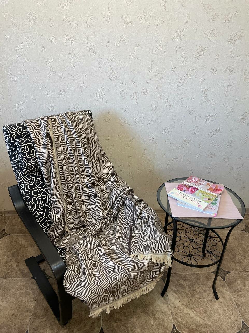 Плед "CROCUS" , крокус , шерсть, хлопок, бамбук , серый 140x200 см