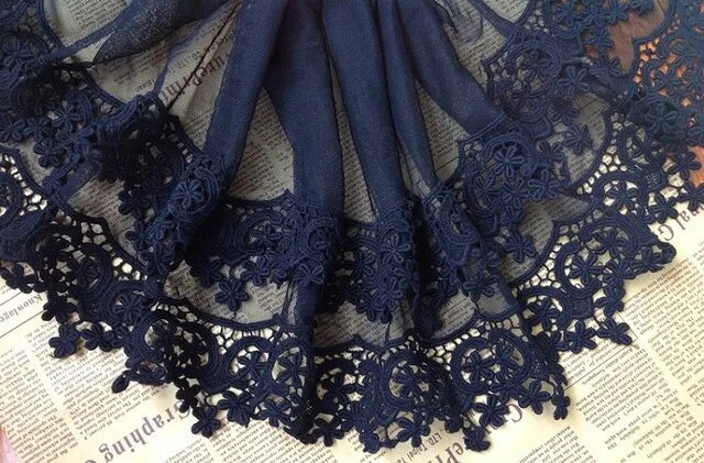 Хлопковое кружево белого или черного цвета для рукоделия Темно-синий, B black