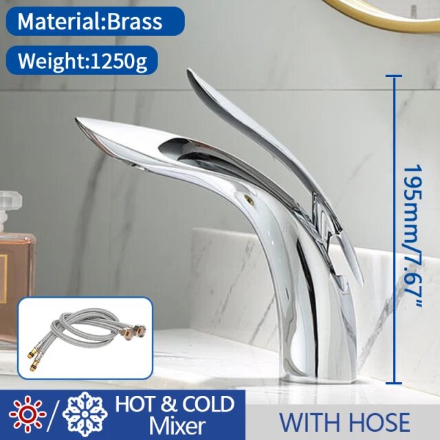 Смеситель для раковины GoolBuying Розовое золото Водопад, MP27-Hose